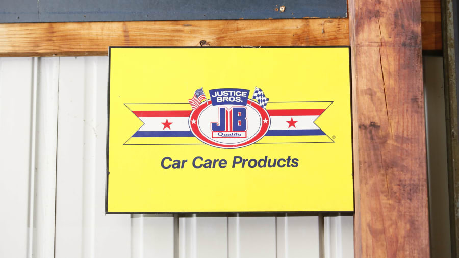 Justice Bros Single-Sided Tin Sign at Elmer's Auto & Toy Museum ...