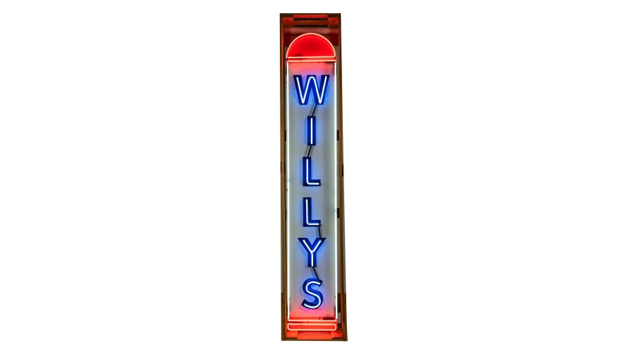 Willys Single-Sided Tin Neon Sign at Orlando 2022 as Z361 - Mecum Auctions