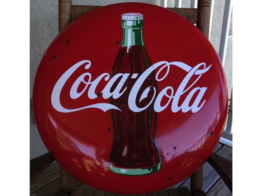 Coca Cola Button Sign SSP 24in at Kissimmee 2014 as M431 - Mecum Auctions