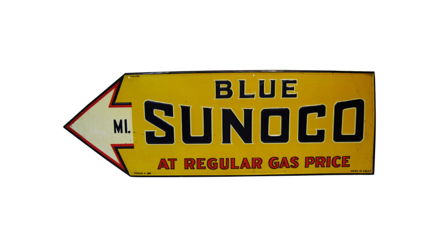 Blue SUNOCO Gas Station Ahead Arrow Sign SST 26x12 at Kissimmee 2016 as ...