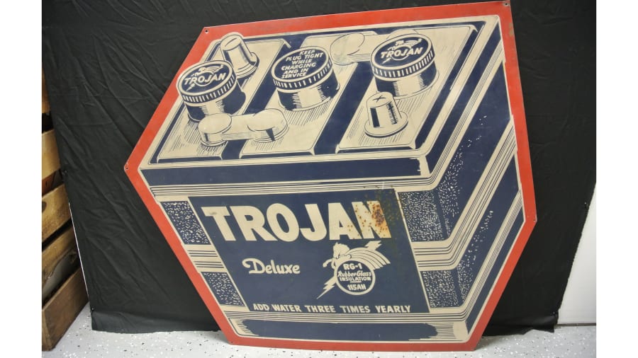 Trojan Batteries Tin Sign SST 44x38 at Kissimmee 2016 as M35 - Mecum ...