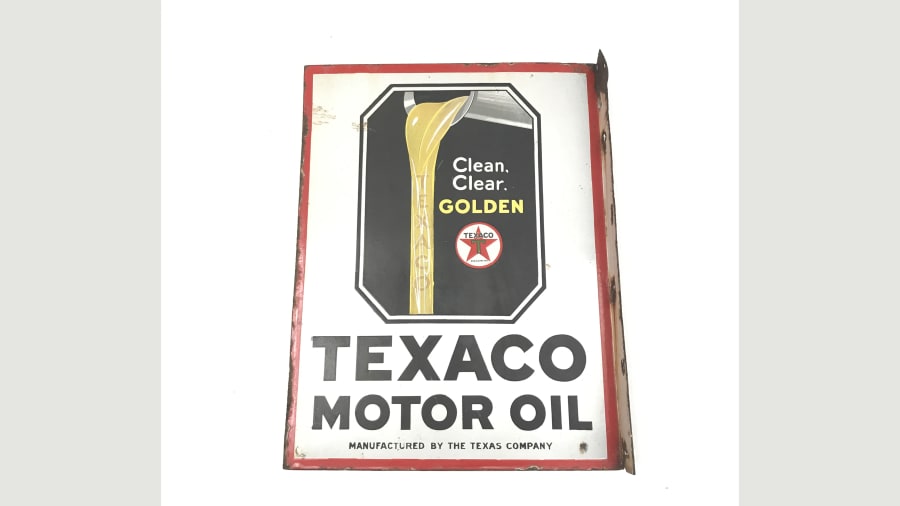 Texaco Motor Oil Flange Sign DSPF 18x23 at Kissimmee 2018 as M4 - Mecum ...