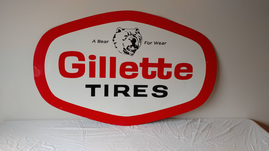 Gillette Tires A Bear For Wear Sign for Sale at Auction - Mecum Auctions