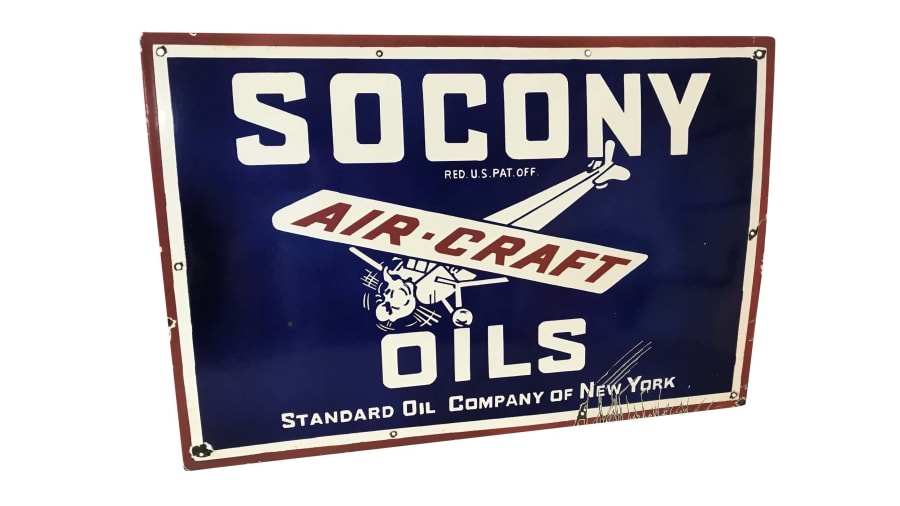 SOCONY Aircraft Oils Single-Sided Porcelain, Reproduction 20x30 at ...