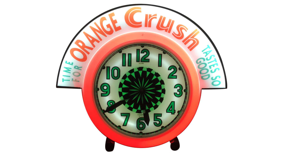 1954 Cleveland Neon Pinwheel Clock, Orange Crush 36x31x7 for Sale at ...