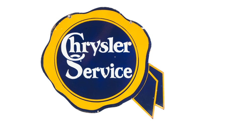 Early Chrysler Service Ribbon Double-Sided Die-Cut Porcelain 26x21 at ...