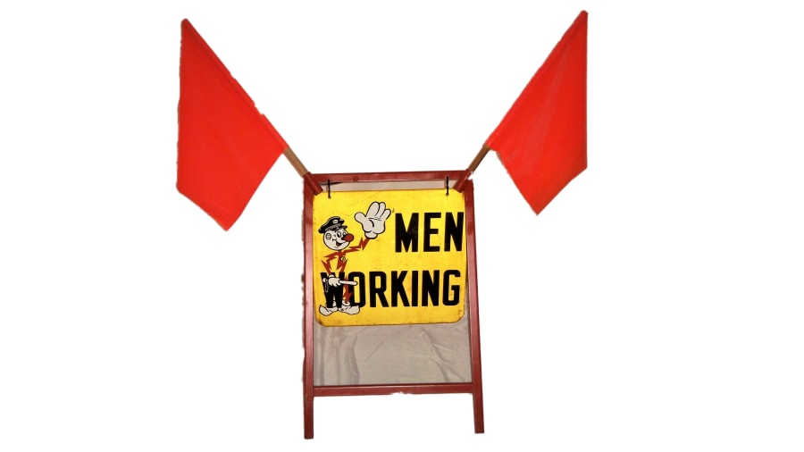 Reddy Kilowatt Men At Work Double-Sided Tin Sign With Flags 44x39x30 ...