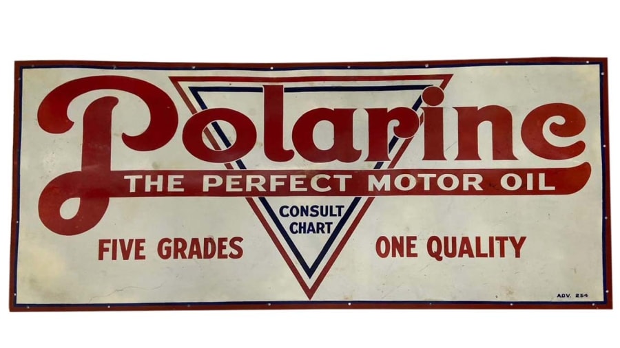 1920-1930 Polarine Single-Sided Tin Sign at Kissimmee 2022 as M55 ...