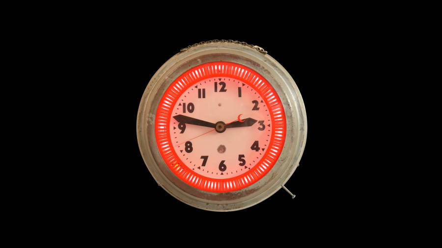 Small Neon Clock With Red Ribbon 17x5.5 at Davenport 2019 as M180 ...
