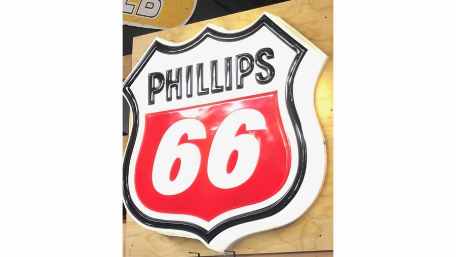 Phillips 66 Wood Lighted Sign 44x45x8 SSL at Davenport 2019 as M334 ...