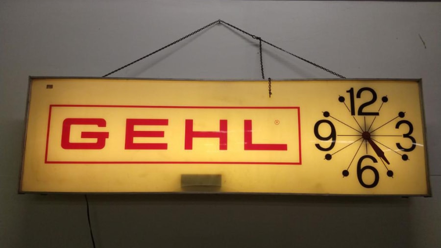 Gehl Lighted Sign With Clock SSL at Davenport 2019 as M371 - Mecum Auctions