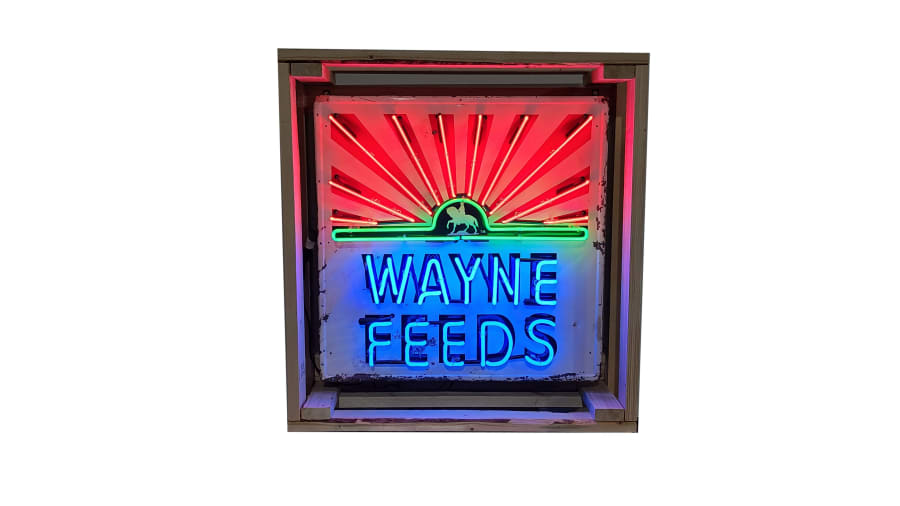 Wayne Feeds Single-Sided Tin Neon at Gone Farmin' Spring Classic 2021 as M158 - Mecum Auctions