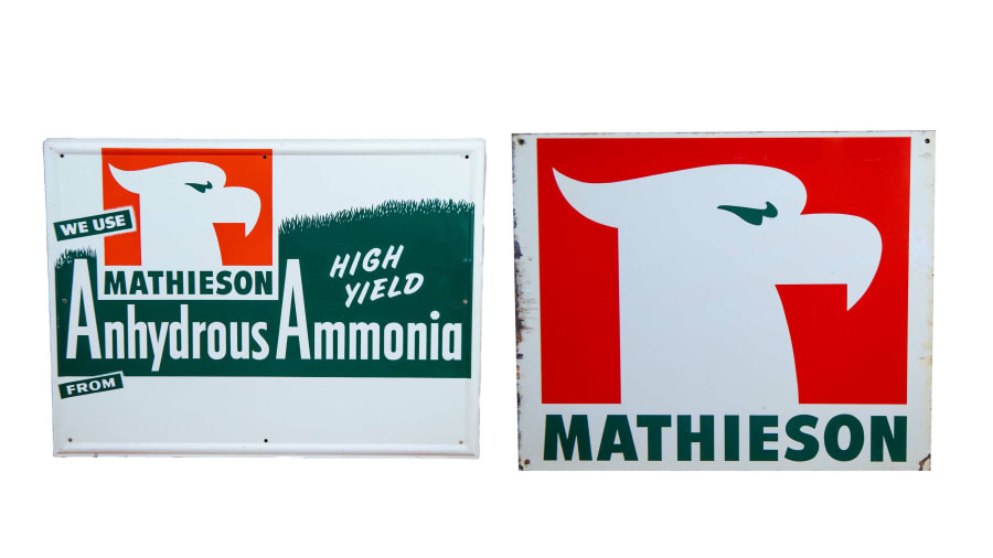 Mathieson Single-Sided Tin Signs, Lot of 2 at Gone Farmin' Spring ...