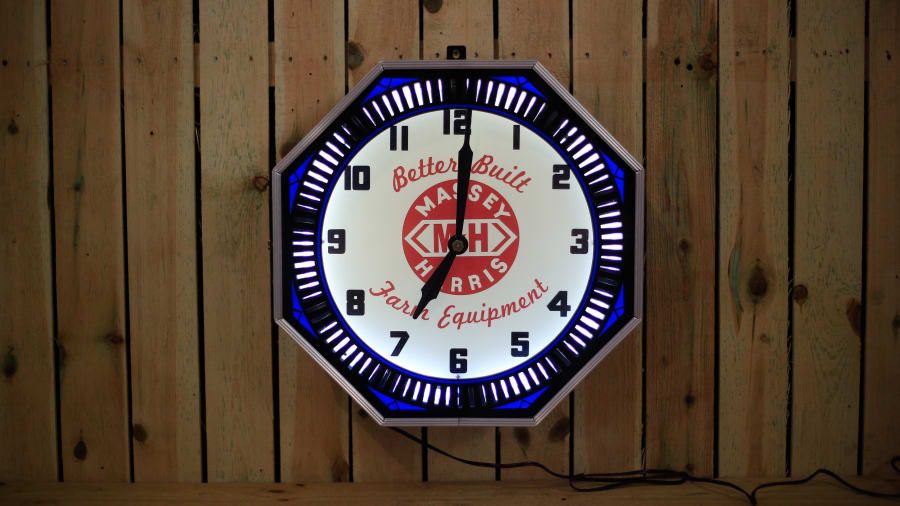Massey-Harris Neon Clock 18x18 Reproduction at Gone Farmin' Iowa ...