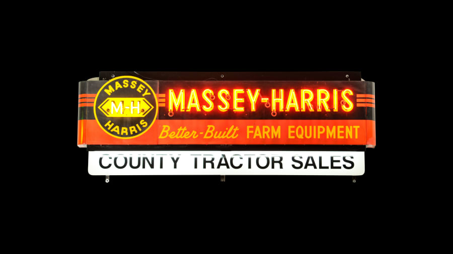 Factory 1950s Massey -harris Wall Mount Neon Dealership Sign 120x44x14 ...