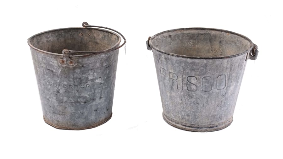 Frisco Line Steel Rebar Sign 38x18 and 2 Metal Frisco Buckets at Gone ...