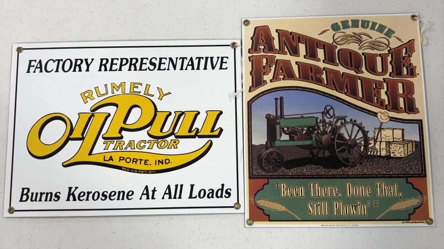 Oil Pull And Antique Farmer Porcelain Signs Lot Of 2 at Gone Farmin ...