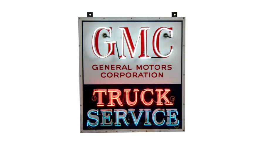 GMC Single-Sided Porcelain Neon Sign at Gone Farmin' Fall Premier 2021 ...
