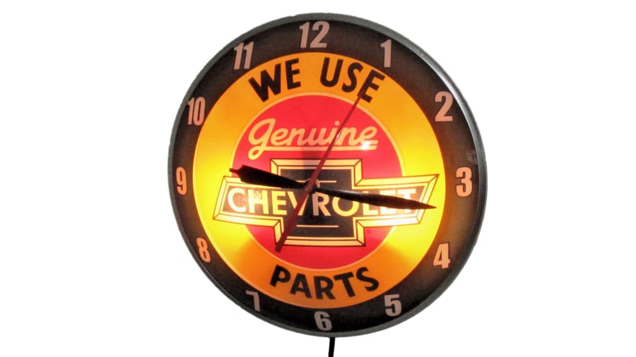 Chevrolet Genuine Parts Bubble Lighted Glass Clock at Gone Farmin' Fall ...
