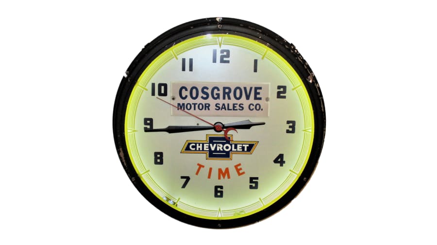 Chevrolet Neon Clock With Dealer Plate at Gone Farmin' Fall Premier ...