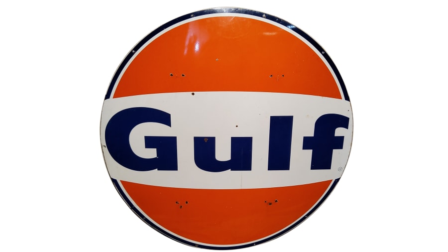 Gulf Single-Sided Porcelain Sign at Gone Farmin' Fall Premier 2021 as ...