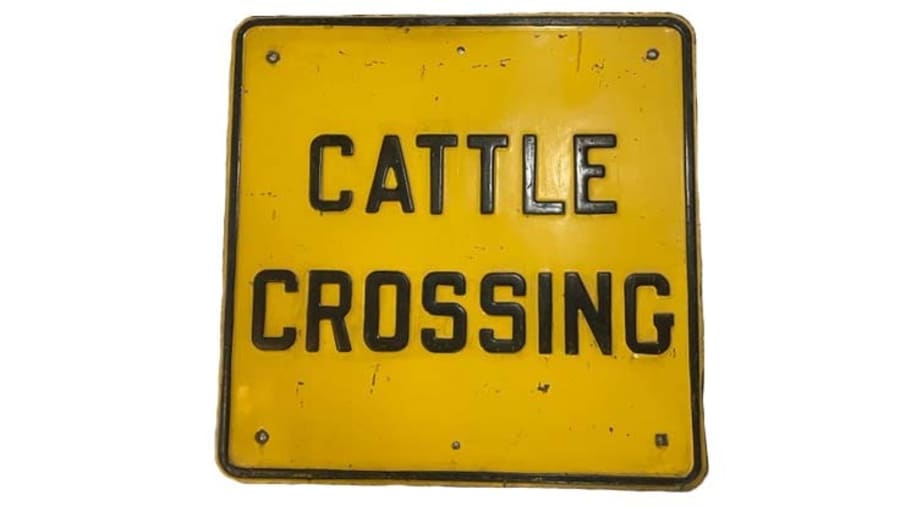 Cattle Crossing Single-Sided Embossed Metal Sign for Sale at Auction ...