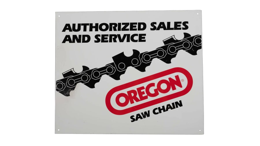 Oregon Saw Chain Single-Sided Tin Sign for Sale at Auction - Mecum Auctions
