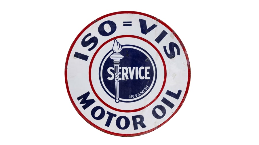 ISO-VIS Motor Oil Double-Sided Porcelain Sign for Sale at Auction ...