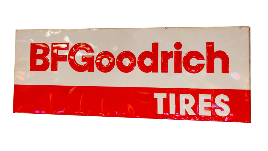 1987 B.F. Goodrich Single-Sided Embossed Tin Sign at Schaaf Tractor ...