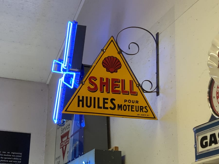 Shell Huiles Double-Sided Porcelain Sign for sale at Schaaf Tractor ...