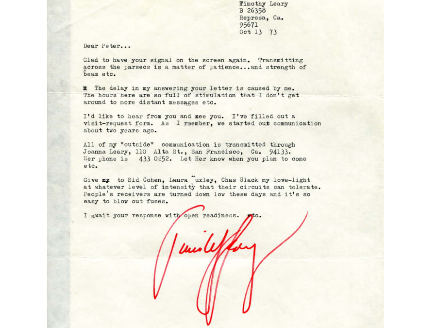 Timothy Leary Letter Collection From Prison at Santa Monica 2013 as ...