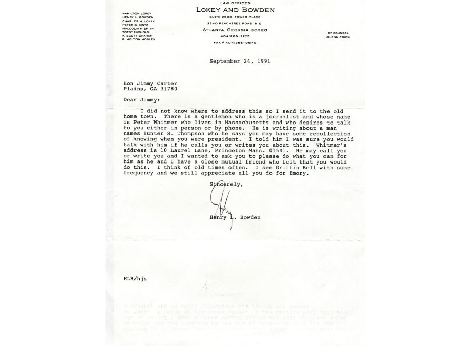 Jimmy Carter Letter From Henry L. Bowden at Santa Monica 2013 as K604 ...