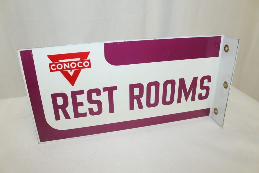 1950s Conoco Restroom Double Sided Metal Flange Sign at Los Angeles ...