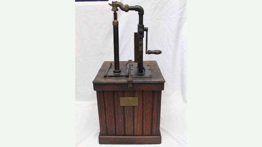 1900s S.f. Bowser Oil Dispenser Pump In Wooden Cabinet for Sale at ...