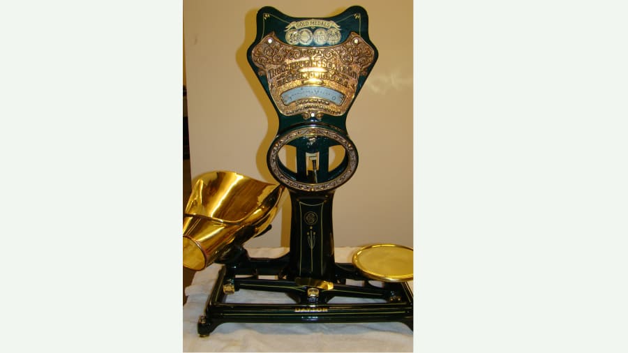 Dayton Antique Scale Fancy Brass Castings Metallic Green Restored at ...