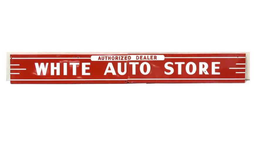 1950s White Auto Store Embossed Porcelain Dealer Sign 194x27.5 for Sale ...