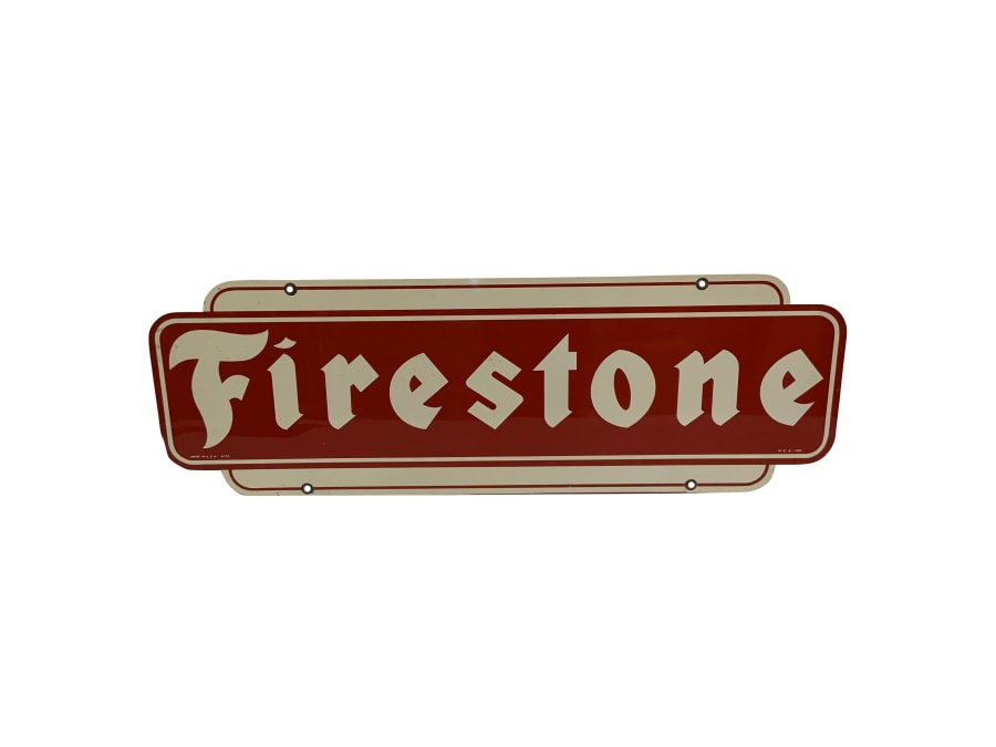 1960s Firestone Tin Sign, Double-Sided 48x16 for Sale at Auction ...