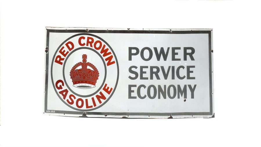 Standard Red Crown Gasoline Single-Sided Porcelain Sign 60x28 for Sale ...