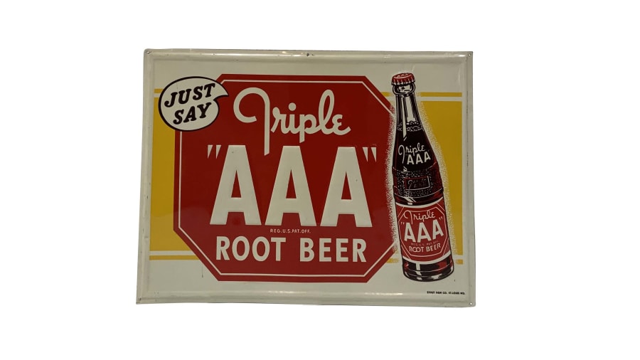 AAA Embossed Tin Root Beer Sign, Single-Sided 28x18 for Sale at Auction ...
