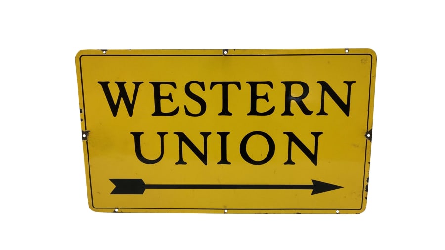 1940s-50s Western Union Porcelain Sign, Double-Sided 30x18 at Las Vegas ...
