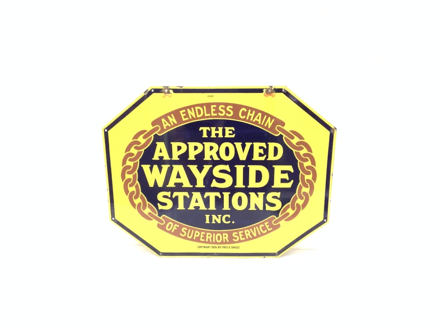 1930s-40s Wayside Stations Porcelain Sign, Double-Sided 28x22 at Las ...