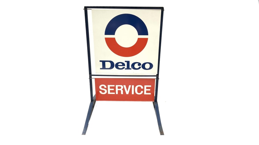 1960s Delco Service Tin Curb Sign, Double-Sided 32x49x40 at Las Vegas ...