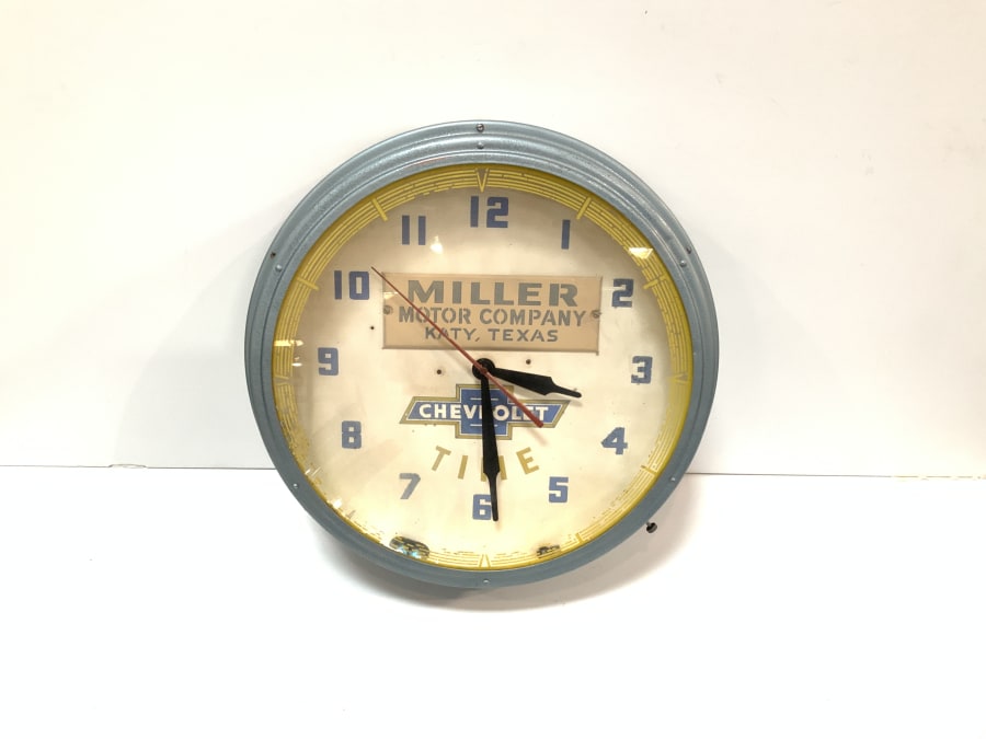 1950s Chevrolet Time Neon Dealership Showroom Clock, Original 21x21x6 ...