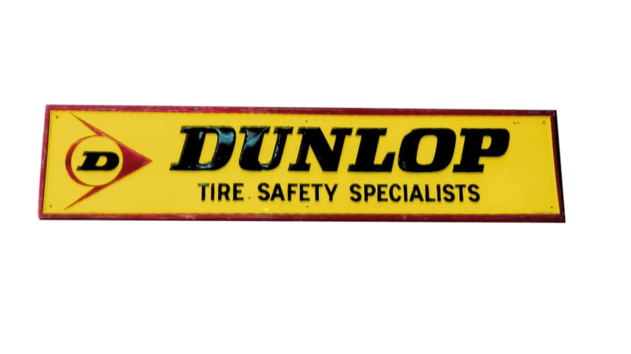 1960s Dunlop Tires Single-Sided Embossed Tin Sign at Las Vegas 2021 as ...