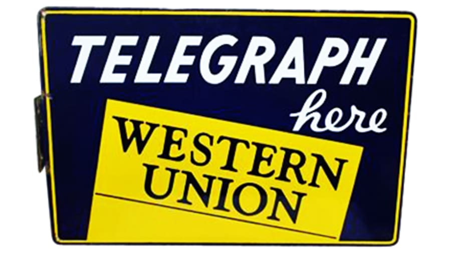 Western Union Telegraph Flange Sign DSPF 17x11 at Louisville 2016 as ...