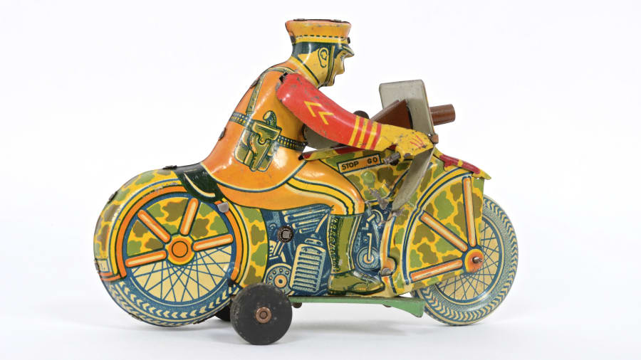 Louis Marx Wind Up Tin Military Motorcycle Toy for Sale at Auction ...