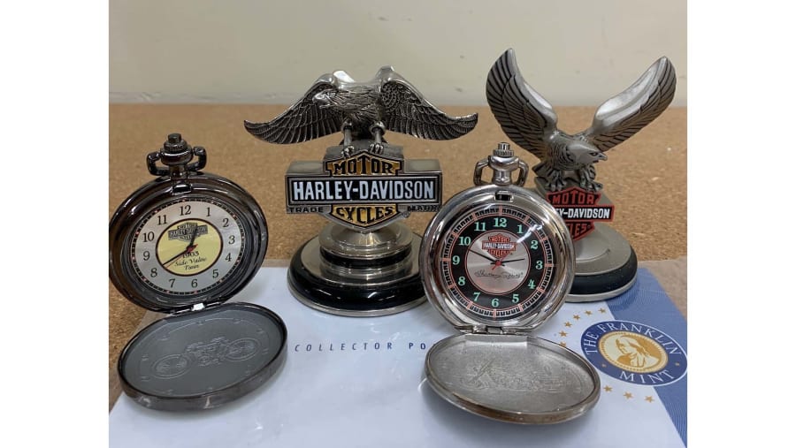 Harley-Davidson Pocket Watches and Statues Lot Of 4 for sale at Las ...
