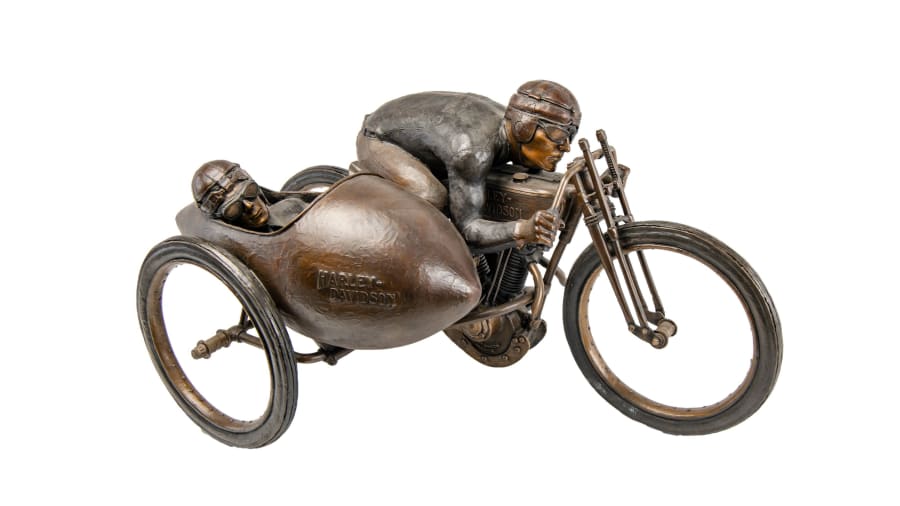 Jeff Decker Harley-Davidson Bronze Bullet Sidecar Statue at Las Vegas ...