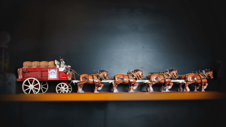 Budweiser Train Of Clydesdales And Beer Wagon Statue On Base for Sale ...