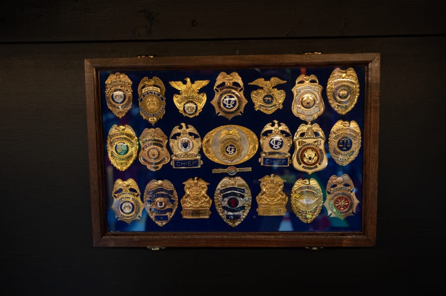 Assortment of 22 Police Badges and Security Badges 20x13x2 at The Eddie ...